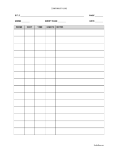 Continuity Log - StudioDocs