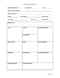 Script Breakdown Sheet - StudioDocs